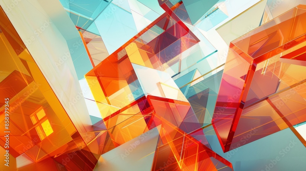 A fusion of colors and geometry forming an abstract puzzle of shapes ...