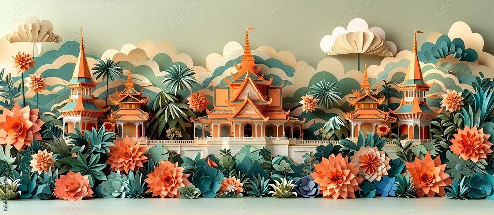 Exquisite paper craft illustration of Phnom Penh's Royal Palace ...