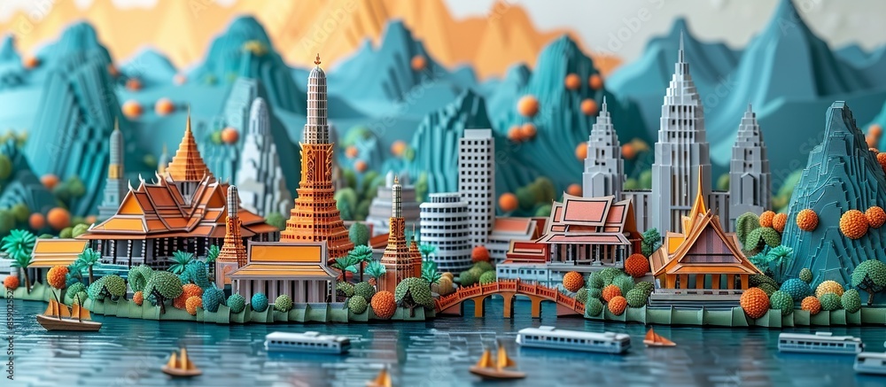 This best-selling paper craft illustration of Bangkok captures the ...