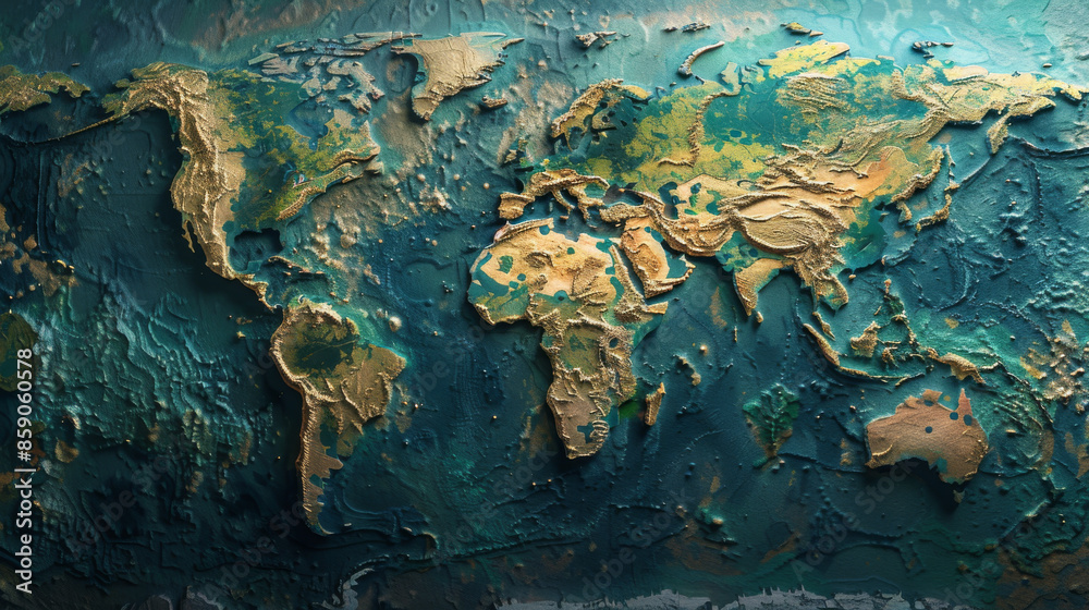 A captivating topographical map depicting textured landscapes and ...