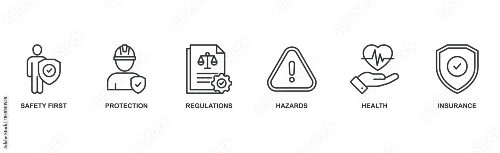Work safety banner web icon vector illustration for occupational safety ...