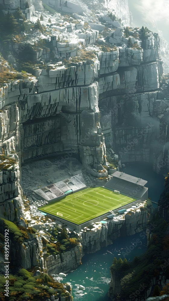 A Minimalist Brutalist Football Stadium Carved Into a Mountainside with ...