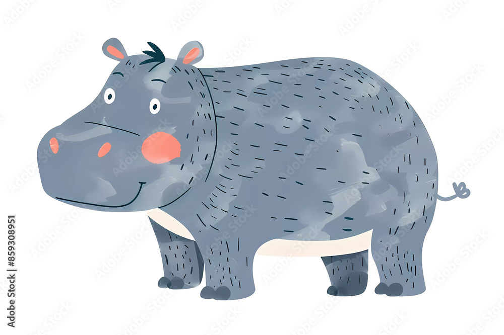 Cute hippopotamus,safari animals.Wild animals of Africa.Simple cartoon ...