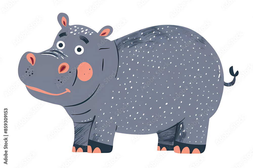 Cute hippopotamus,safari animals.Wild animals of Africa.Simple cartoon ...