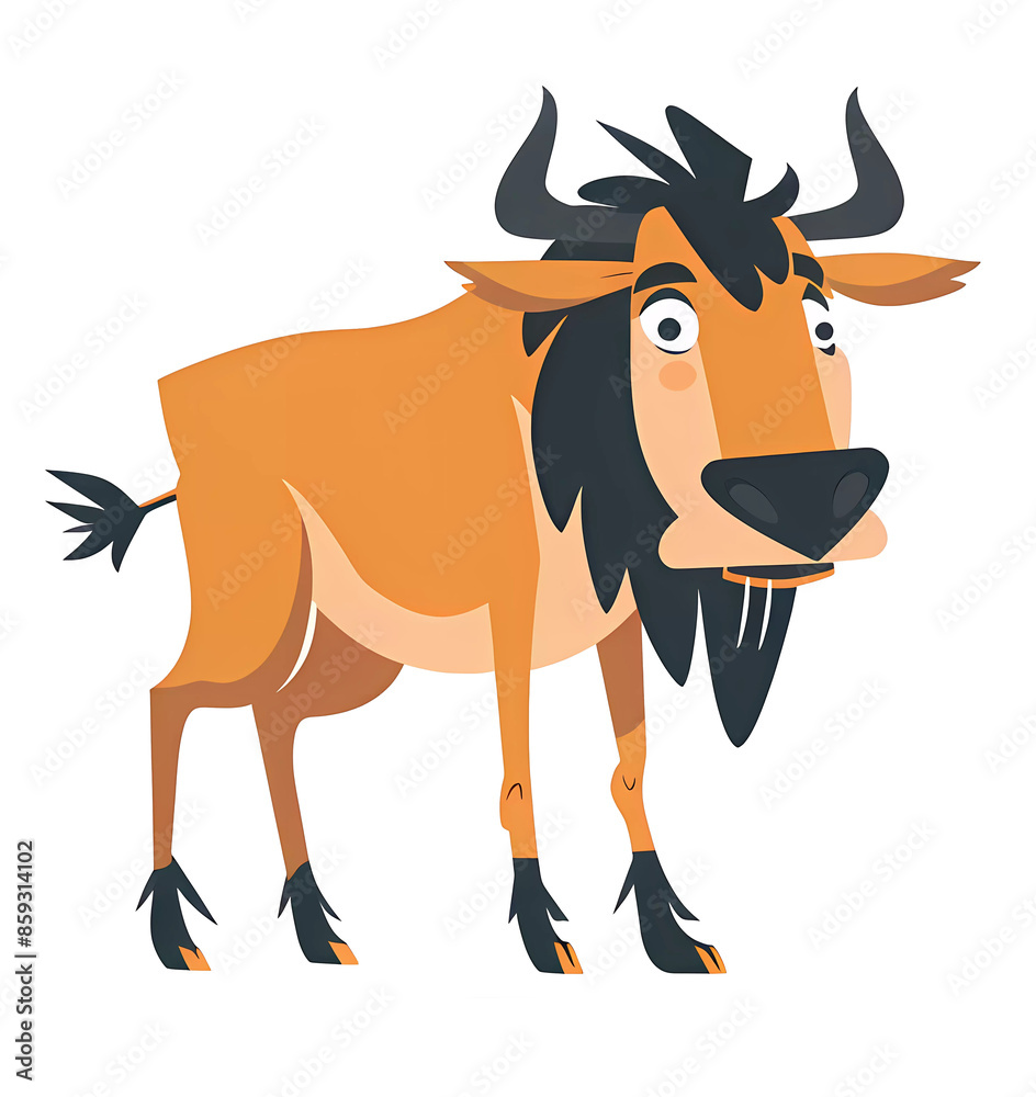 Cute wildebeest,safari animals.Wild animals of Africa.Simple cartoon ...