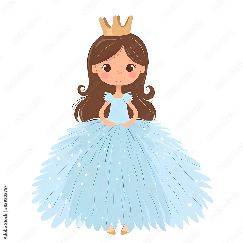 Cute fabulous girl princess in a fluffy blue dress and crown, baby ...