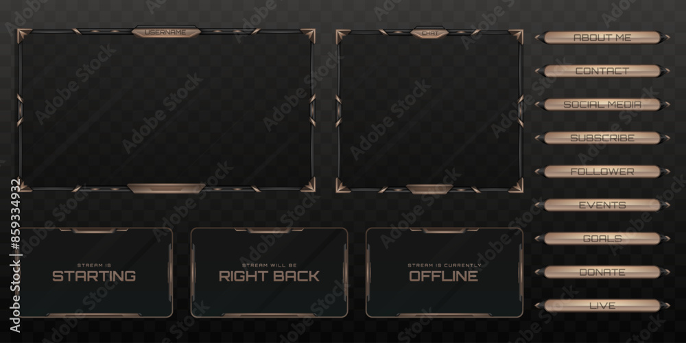 Live Stream Overlay Webcam Screen Frame and Stream Alert GUI Panels ...