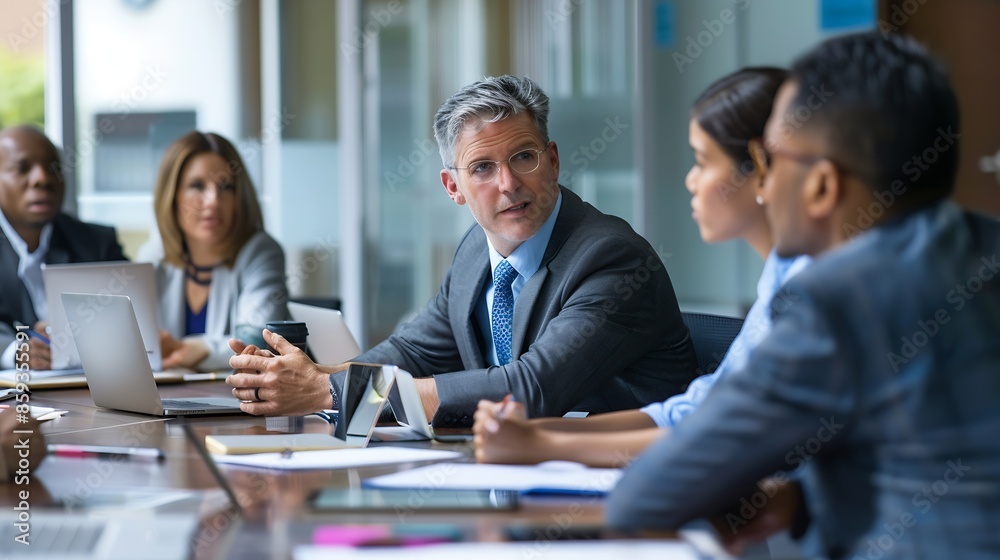 Male caucasian executive ceo businessman leader with diverse partners ...