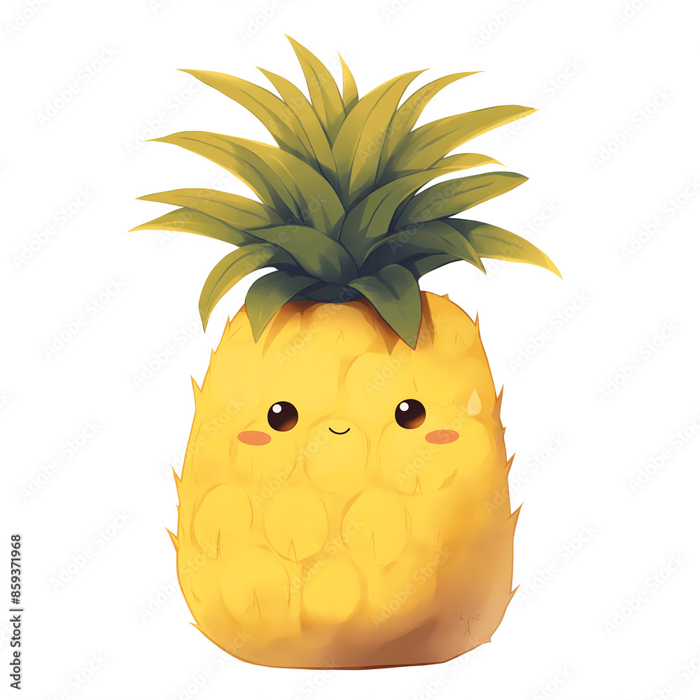cartoon character clipart drawing of pineapple on an isolated ...