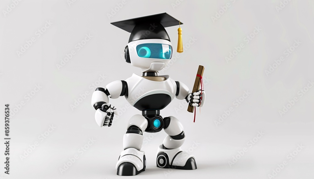 Nanzxy 3D Robot with a Graduation Cap and Diploma An AI Assistant in ...
