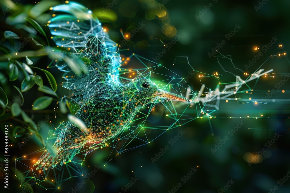 Illustration of a digital ecosystem created by AI, visualizing the ...