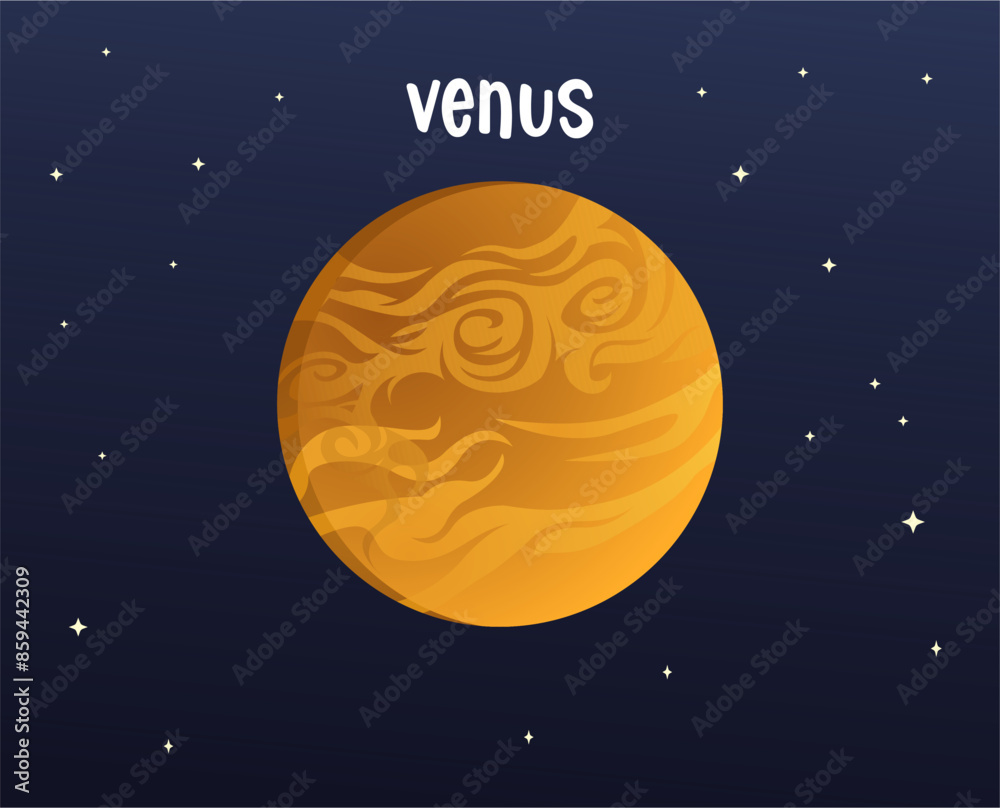 Venus cartoon vector illustration isolated on sky space background ...