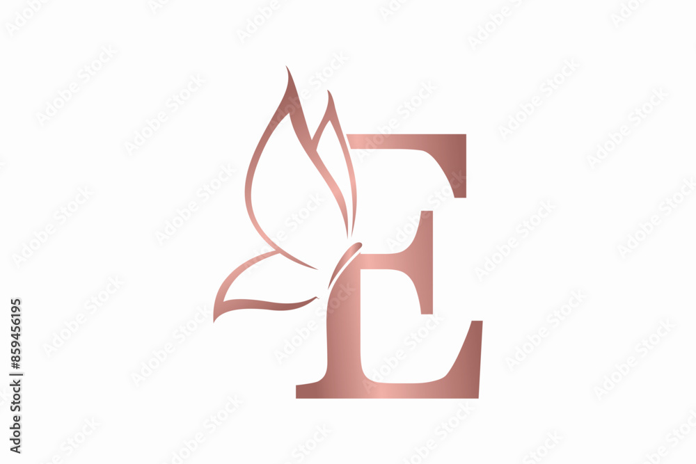 butterfly logo design with letter e consept premium vektor Stock Vector ...