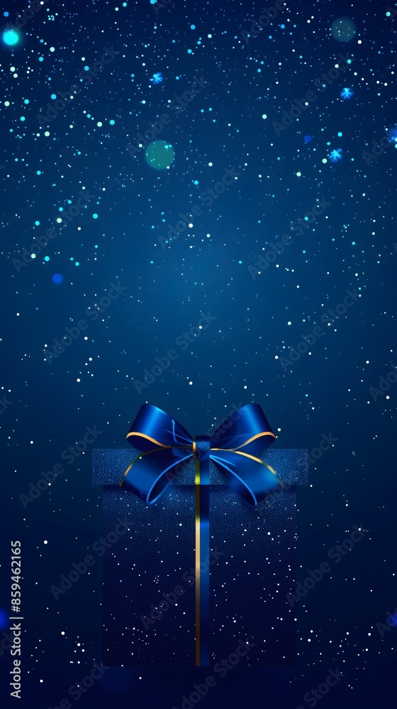 Vertical Elegant Dark Blue Present Background with Starry Sky and ...