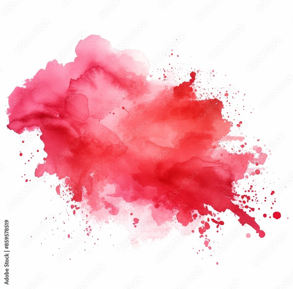 Red watercolor paint splash art abstract texture background with blot ...
