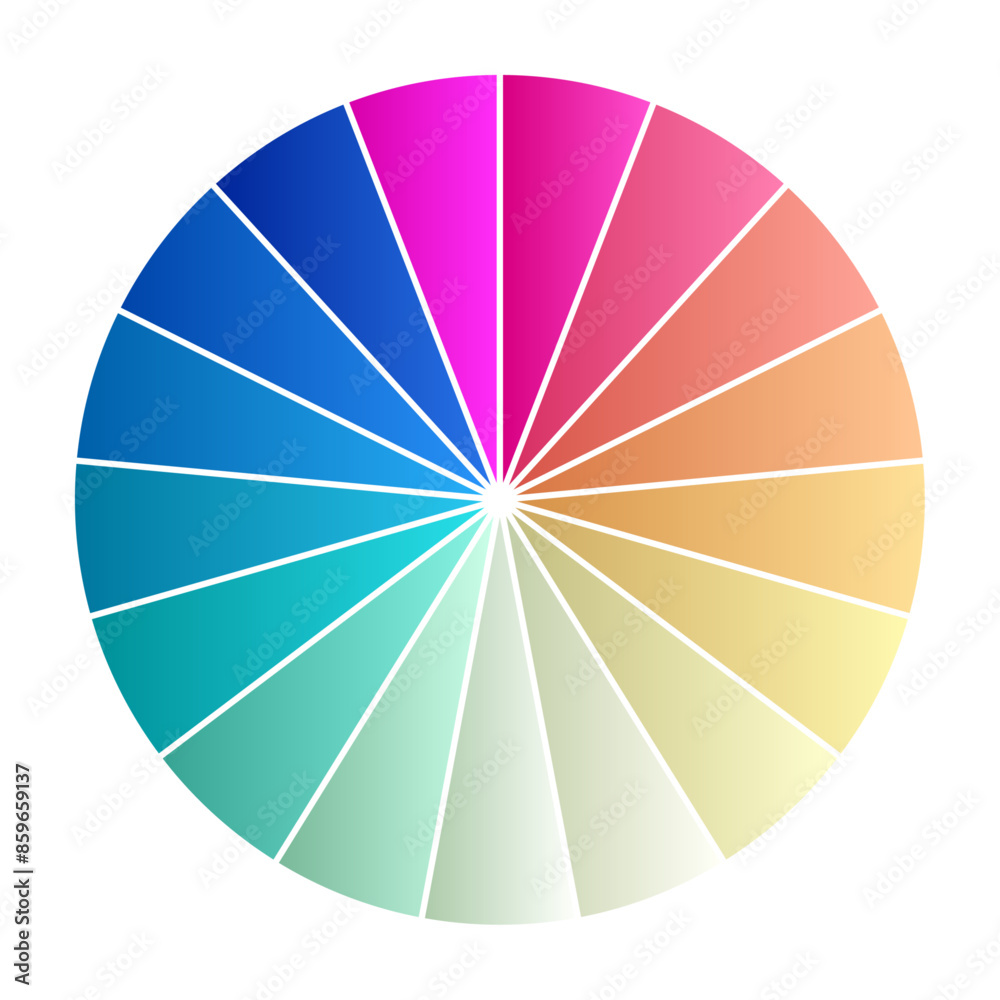 Pie chart with different segments in a circular diagram. wheel graph ...