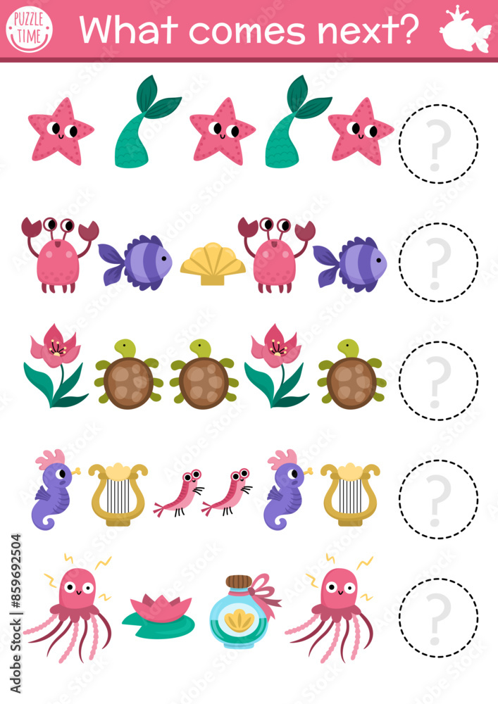 What comes next. Mermaid logical activity for preschool children with ...