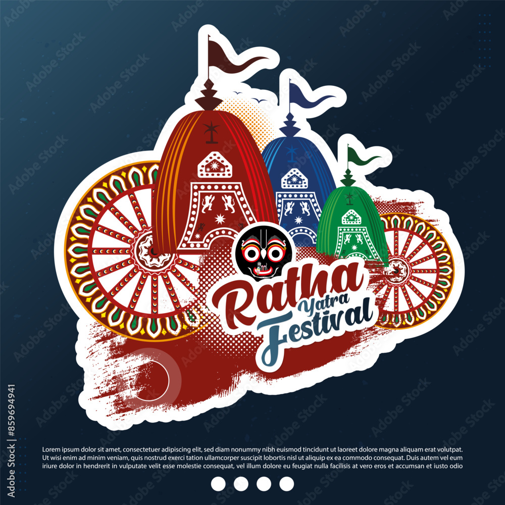 Ratha yatra festival design. A chariot of Jagannath, Baladeva, and ...