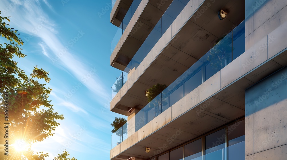 luxury residential tower with balconies clad in lightweight fiber ...