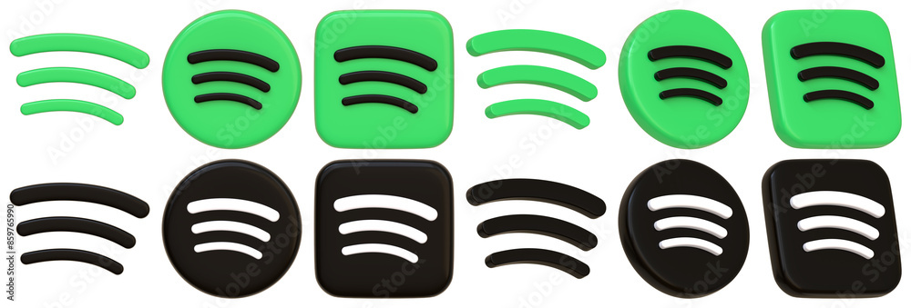 Spotify icons featuring green and black designs in circular and square ...