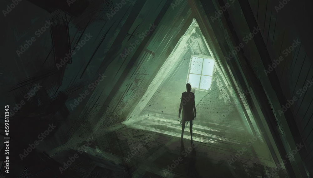 Ilustración de Stock Dread is the lingering presence in the attic at ...