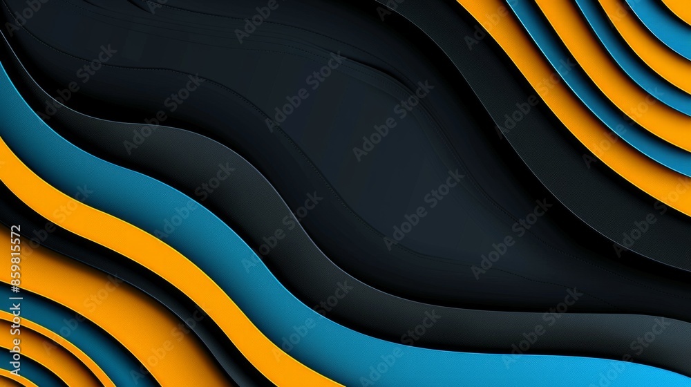 digital abstract design with flowing waves in blue and gold, mimicking ...
