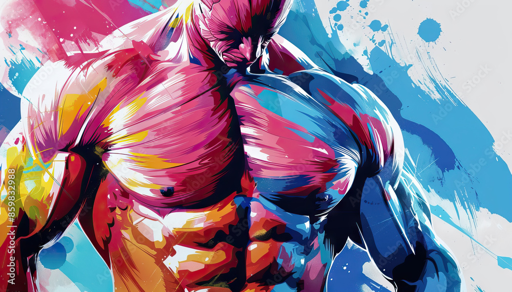 Muscles are the canvas of physical prowess: Illustrate a canvas with ...