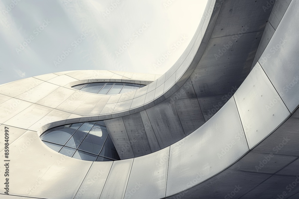 Modern architectural marvel with curvilinear shapes, showcasing a ...