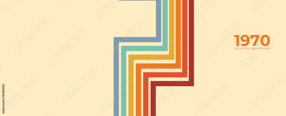 retro vintage 70s style stripes background poster lines. shapes vector ...