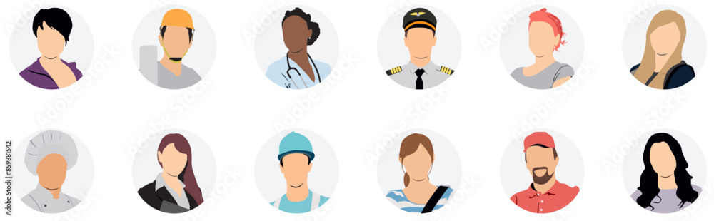 People faces avatars vector collection - Set of various diverse ...