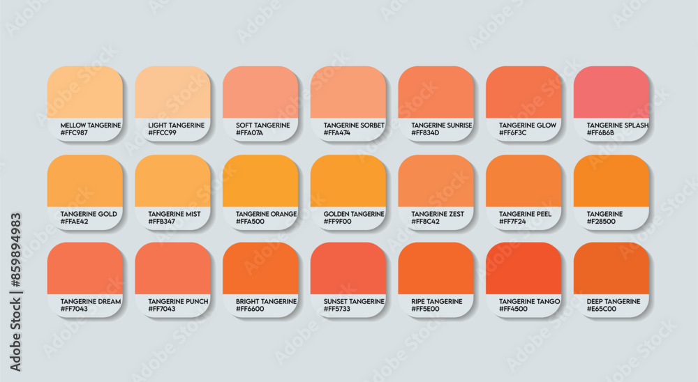 Tangerine Color Palette, Tangerine Color Guide Palette with Color Names ...