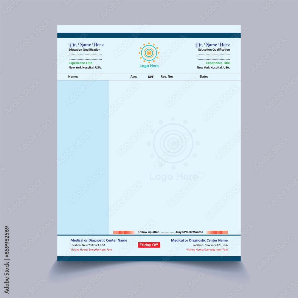 Medical Prescription Pad Template. Medical Letterhead design Stock ...