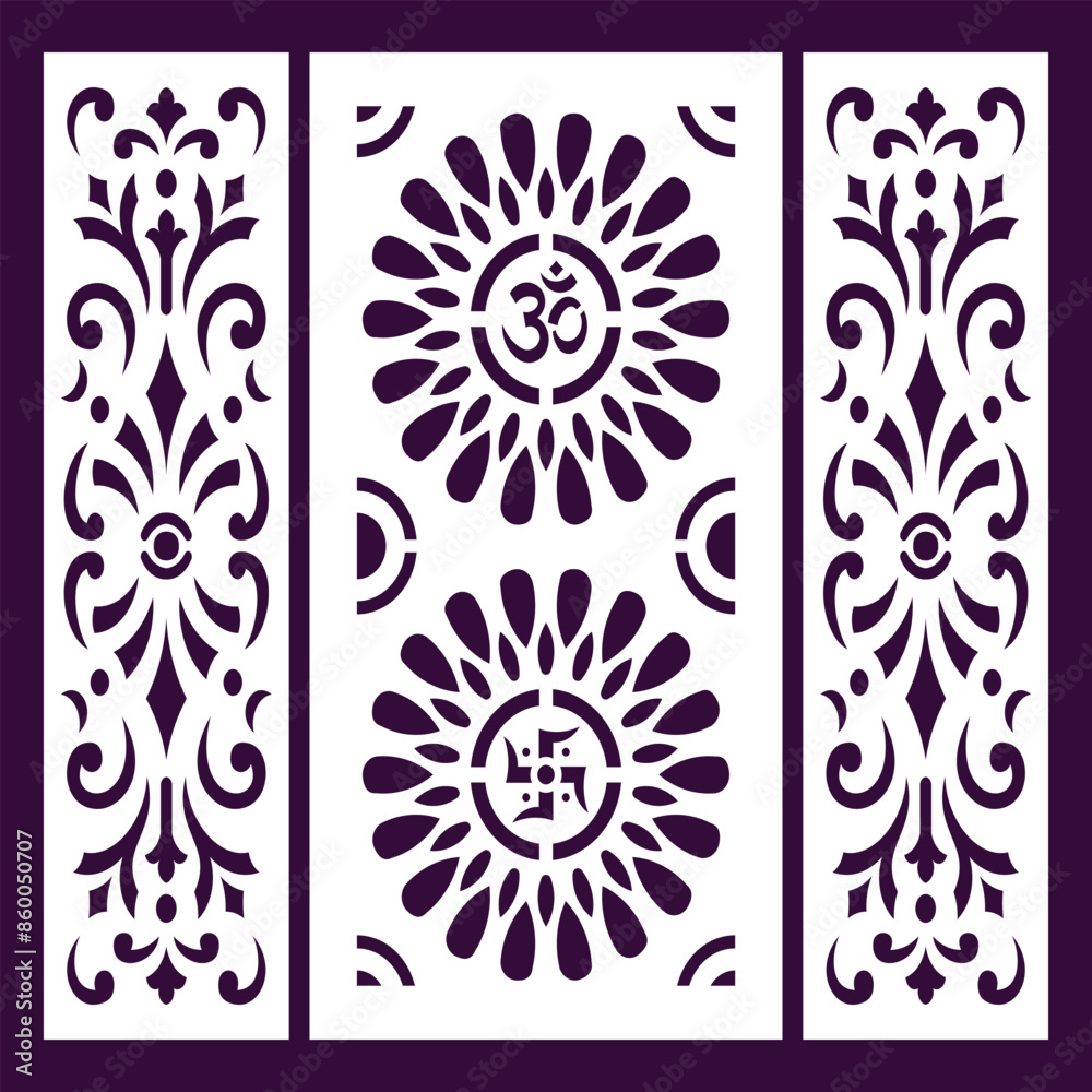 Om Jali design, Om cnc cut jali, corian jali for Temple Mandir door ...