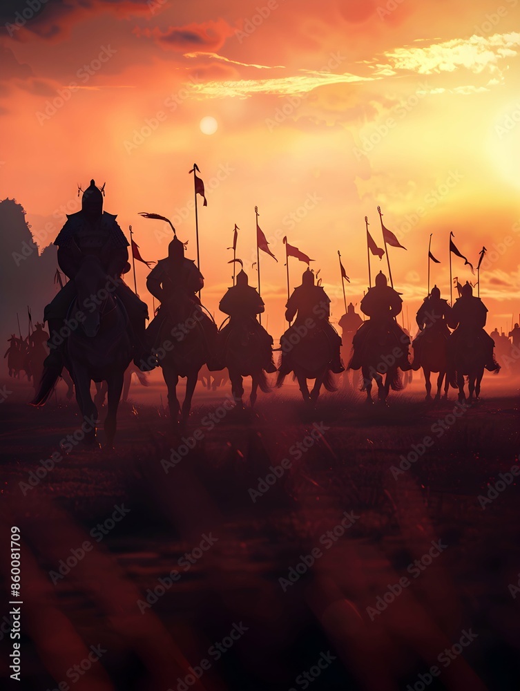 Silhouette of cavalry on ancient chinese battlefields,best quality ...