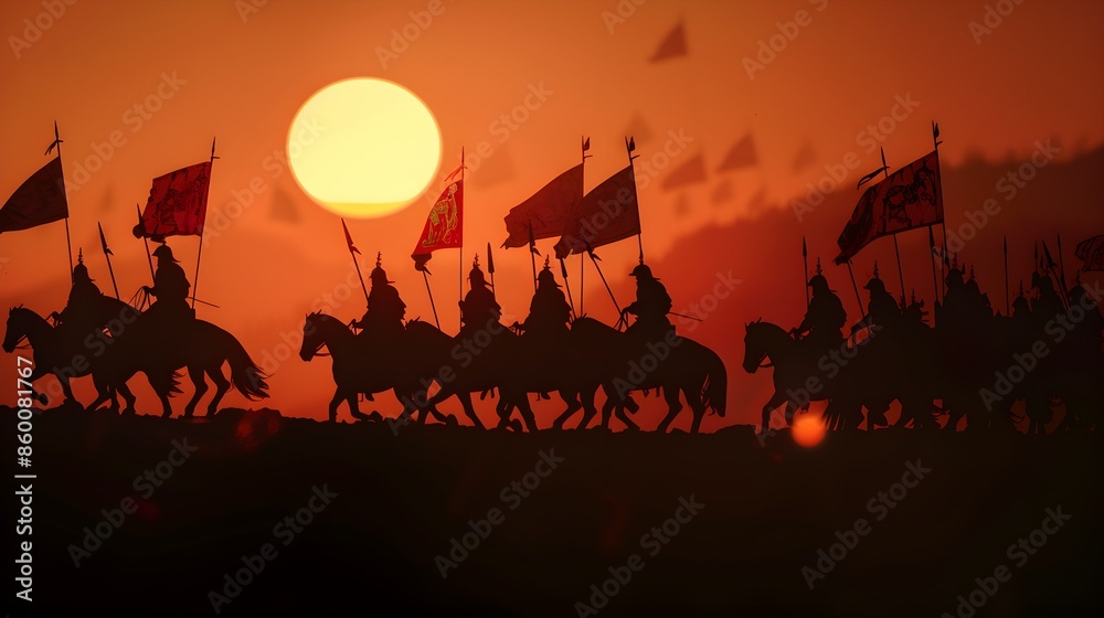 Silhouette of cavalry on ancient chinese battlefields,best quality ...