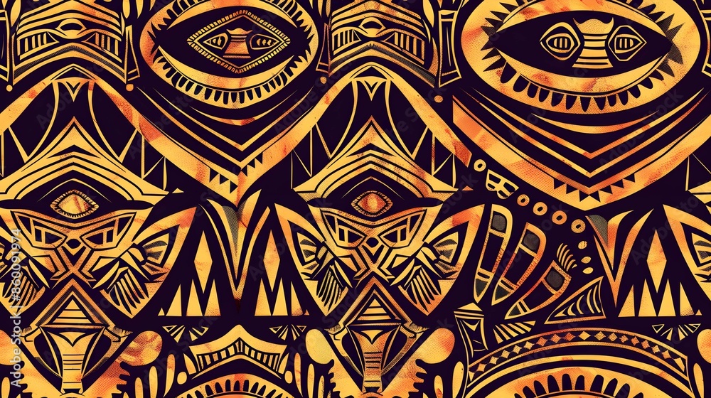 Tribal tropical art pattern of indigenous Hawaiian and Polynesian ...