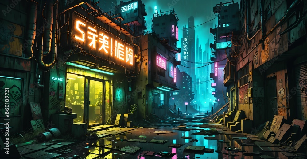 cyberpunk city buildings sci fi futuristic wasteland cyber slums at ...