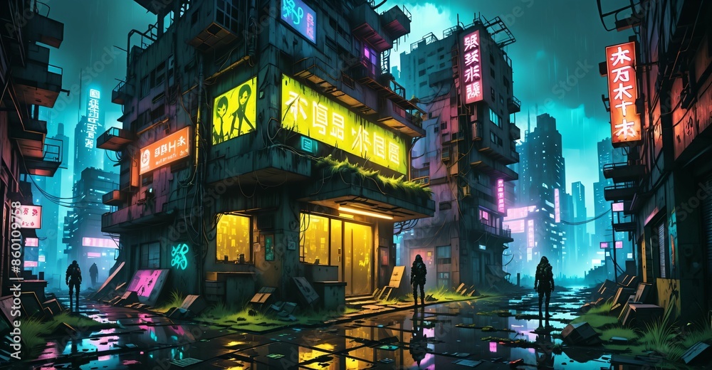 cyberpunk city buildings sci fi futuristic wasteland cyber slums at ...
