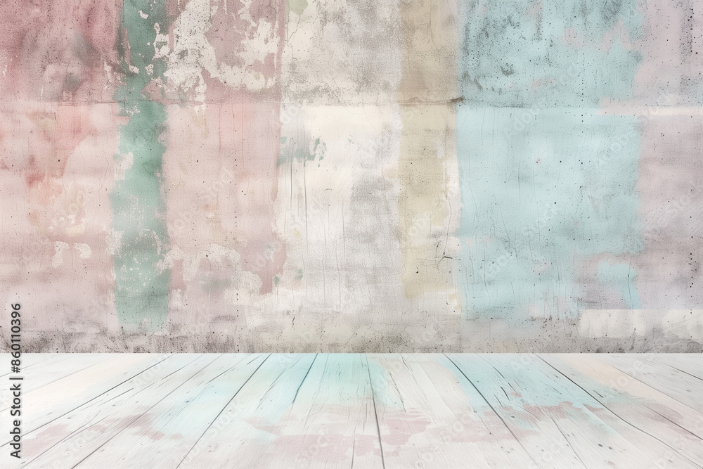 Rustic Textured Wall with Vintage Pastels Color Washing Technique. Aged ...