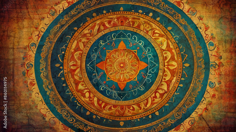 mandala colorful vintage art ancient Indian background design old ...