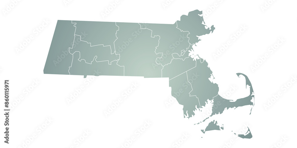 Massachusetts administrative map. counties map of Massachusetts, blank ...