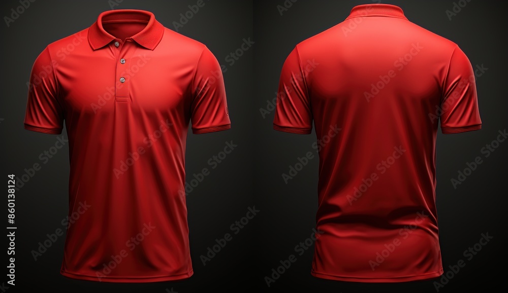 Red Polo Shirt Mockup: Front and Back View Stock Illustration | Adobe Stock