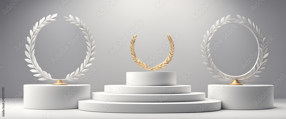 Winner award podium prize silver gold trophy win champion pedestal ...