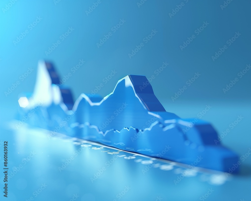 3D clay of a customer acquisition cost CAC line graph, isolated on an ...