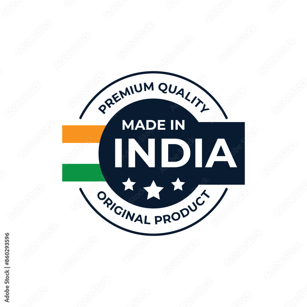 "made in India" icon with Indian Flag. vector illustration, colored ...