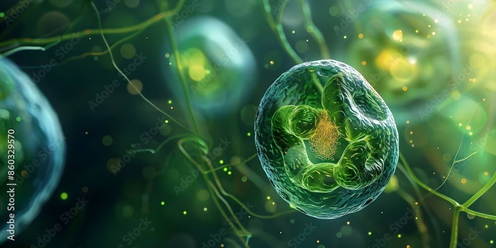 Ilustración de Stock Zoomed-in view of plant cell fusion during ...