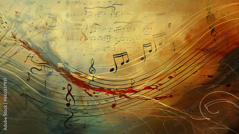 Musical notes and lines represent sound waves, forming the foundation ...