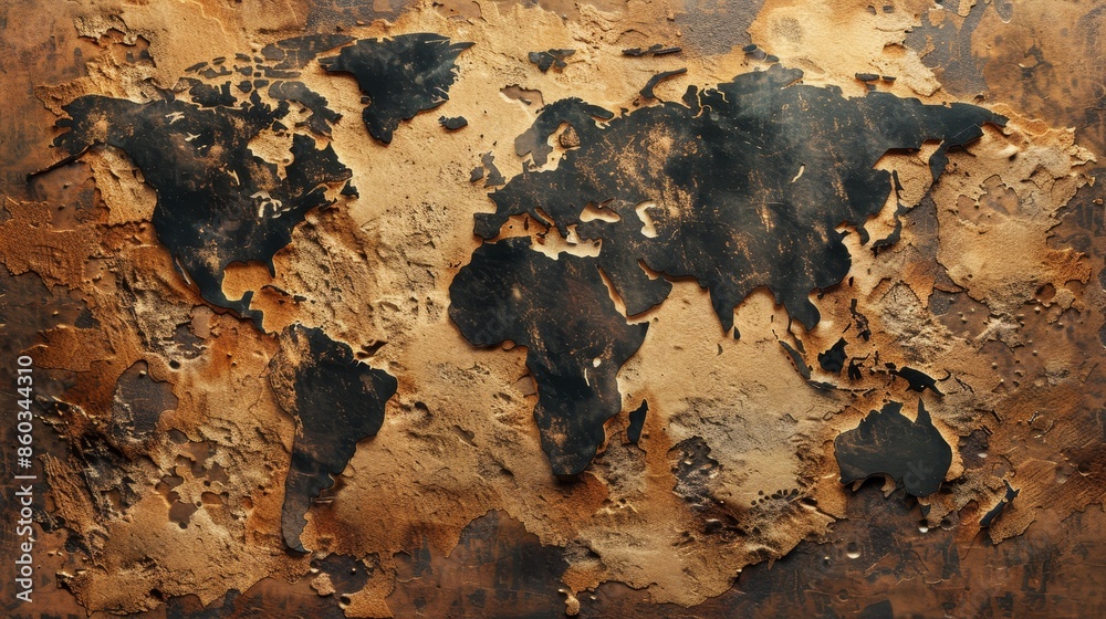 Intricate 3D vintage world map texture background with realistic relief ...