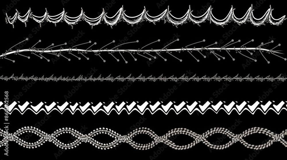 A collection of black and white decorative divider designs with various ...