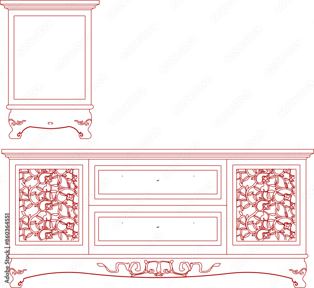Vector de Stock Sketsa ilustrasi siluet vektor dari desain detail ...